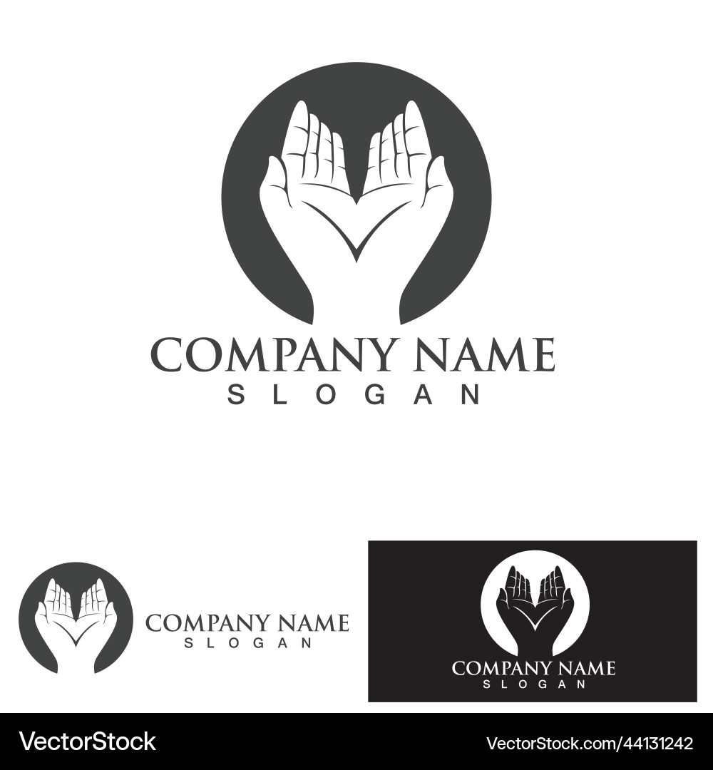 Hand hope logo and symbol template Royalty Free Vector Image