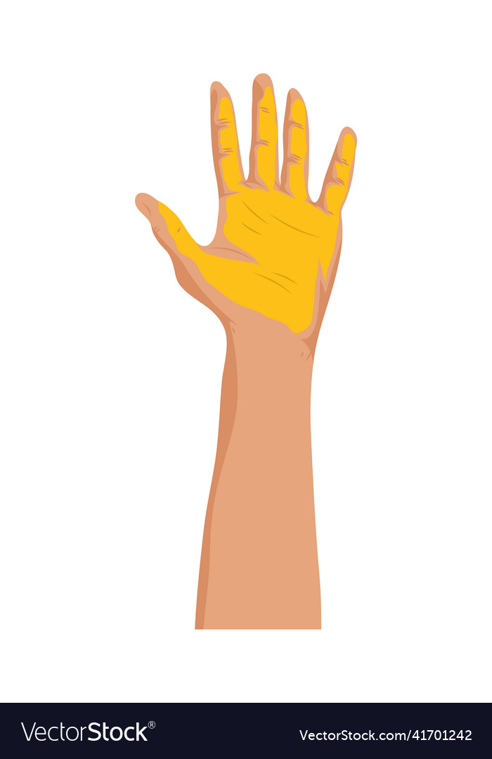 Hand with yellow paint Royalty Free Vector Image