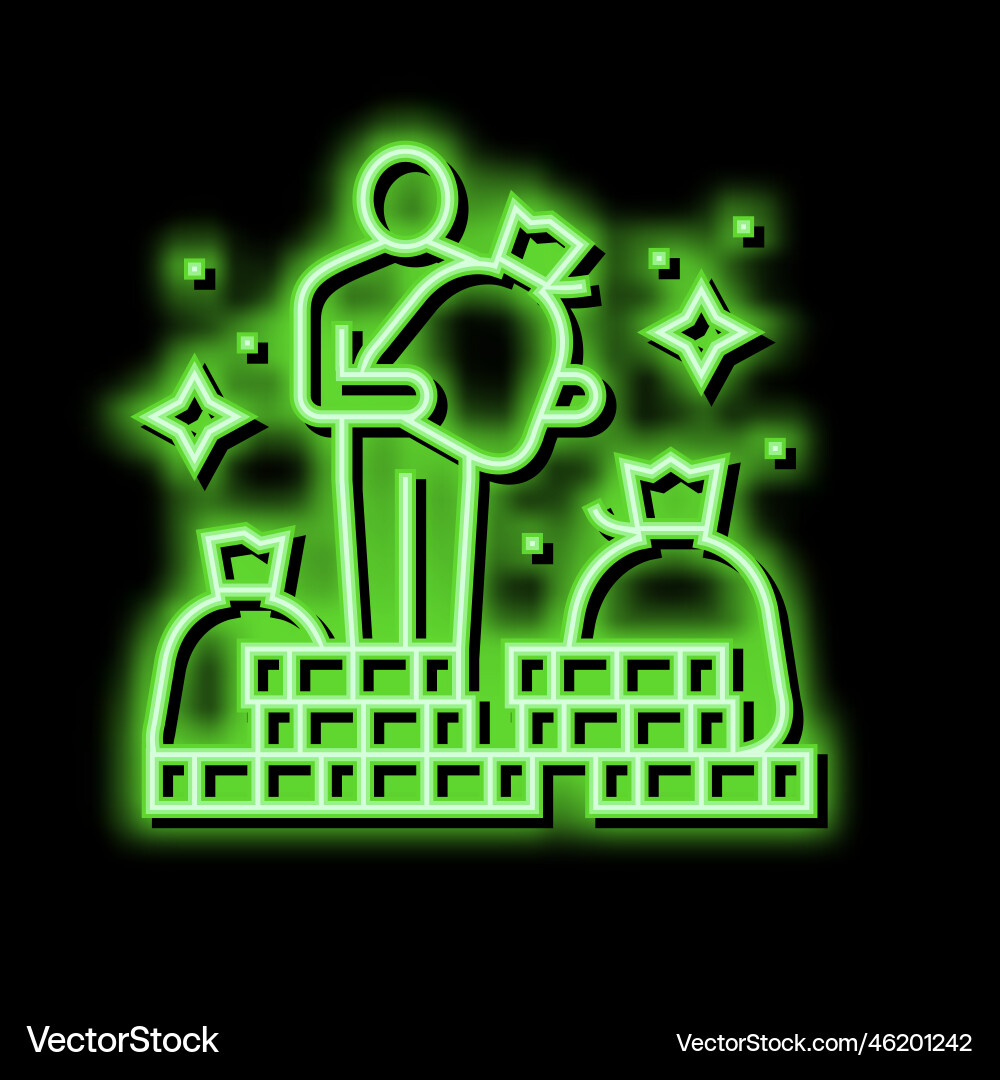 Human financial wealth neon glow icon Royalty Free Vector