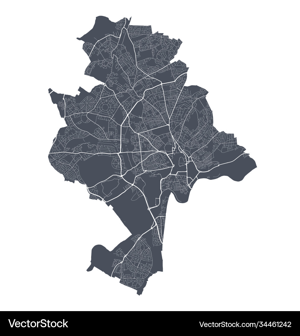 Nottingham map detailed city Royalty Free Vector Image