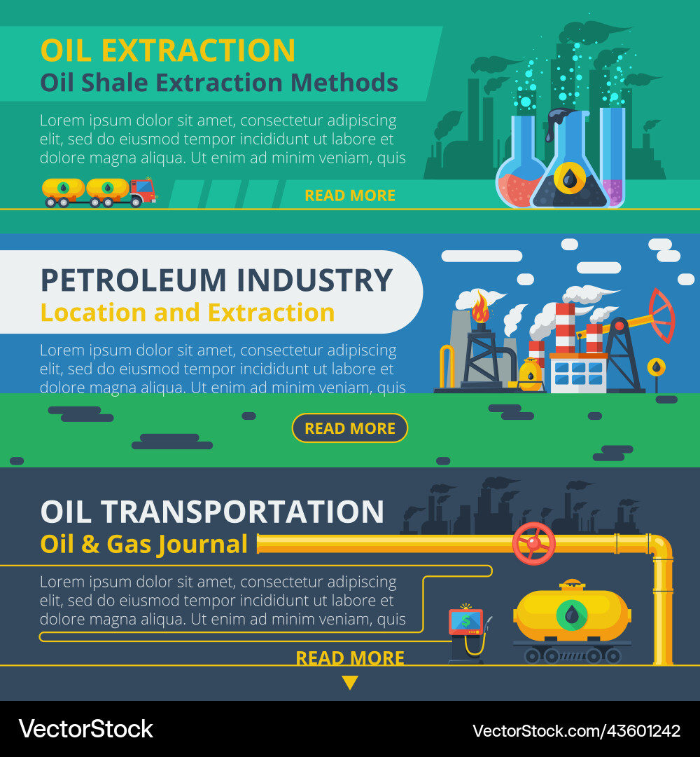 Oil industry banner set Royalty Free Vector Image