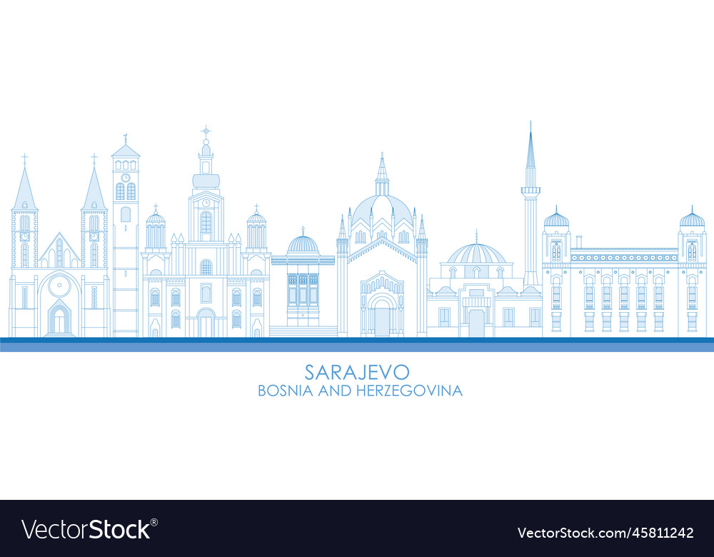 Outline skyline panorama of city sarajevo Vector Image