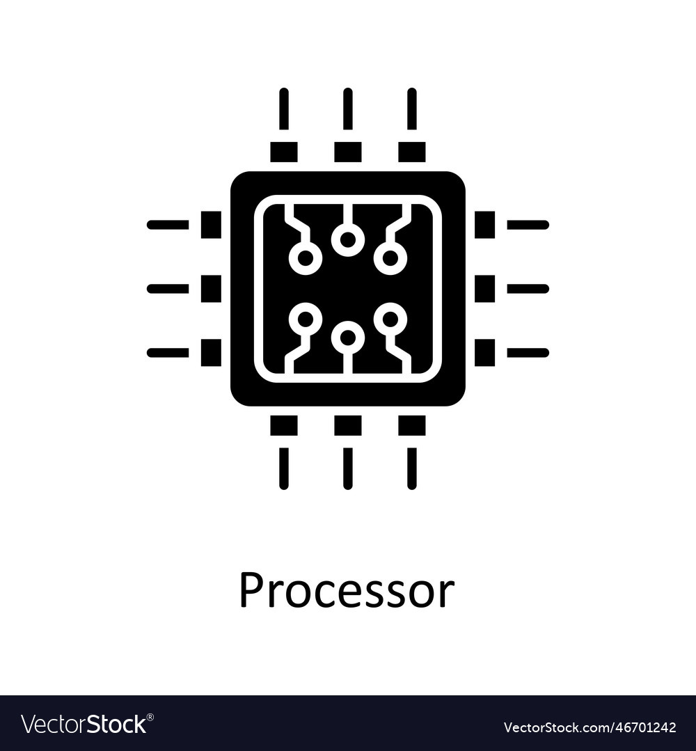 Processor solid icons simple stock illu Royalty Free Vector