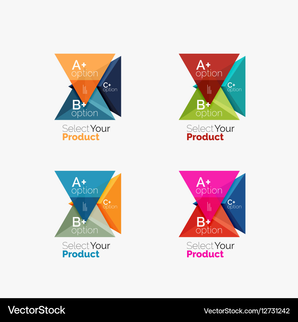 Set of triangle infographic layouts with text Vector Image