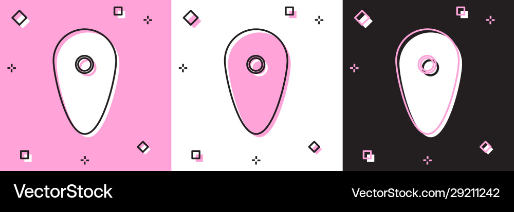 Set shield icon isolated on pink and white black Vector Image