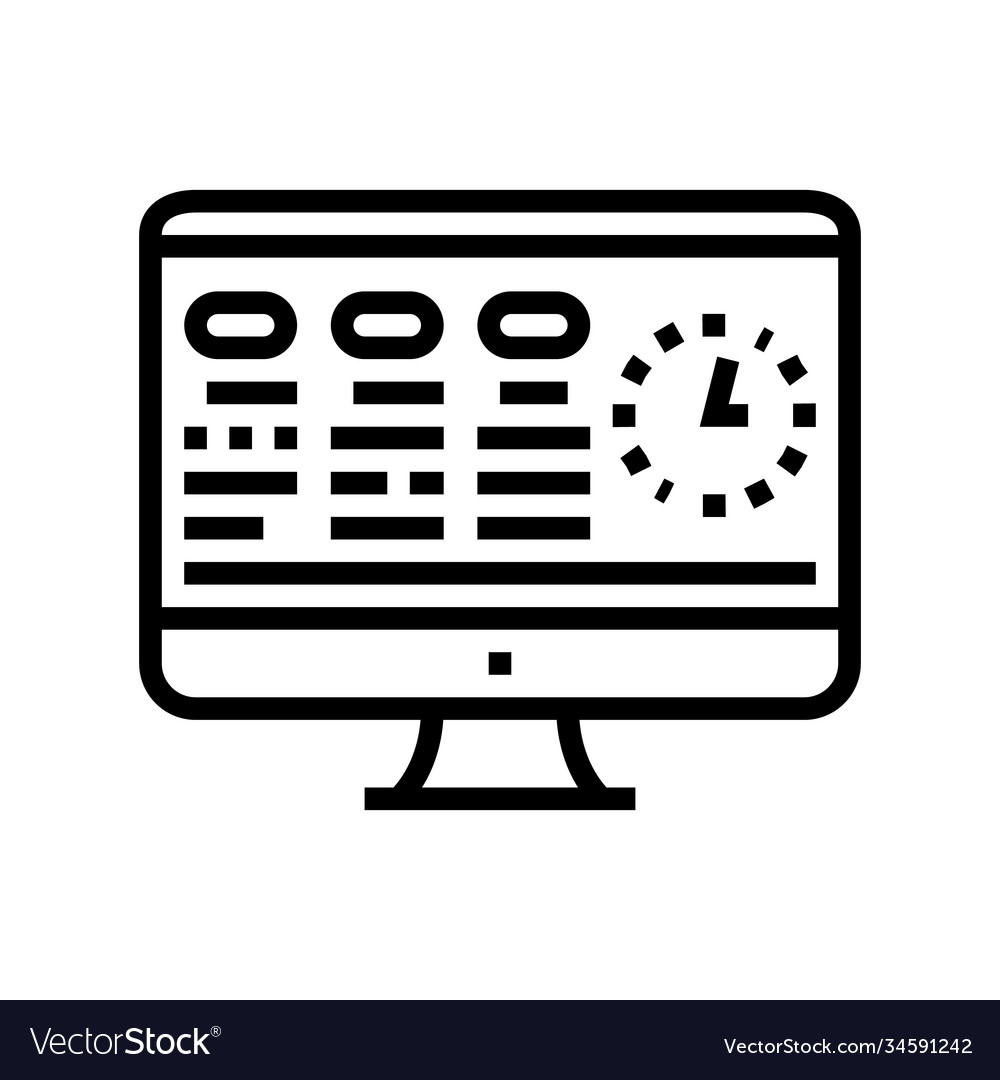 Tasks on computer screen line icon Royalty Free Vector Image