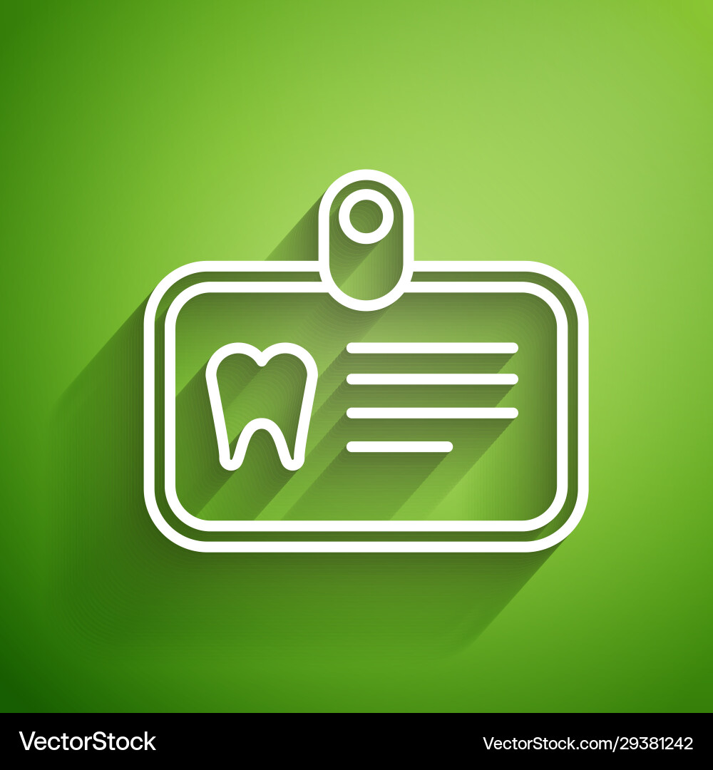 White line id card with tooth icon isolated Vector Image