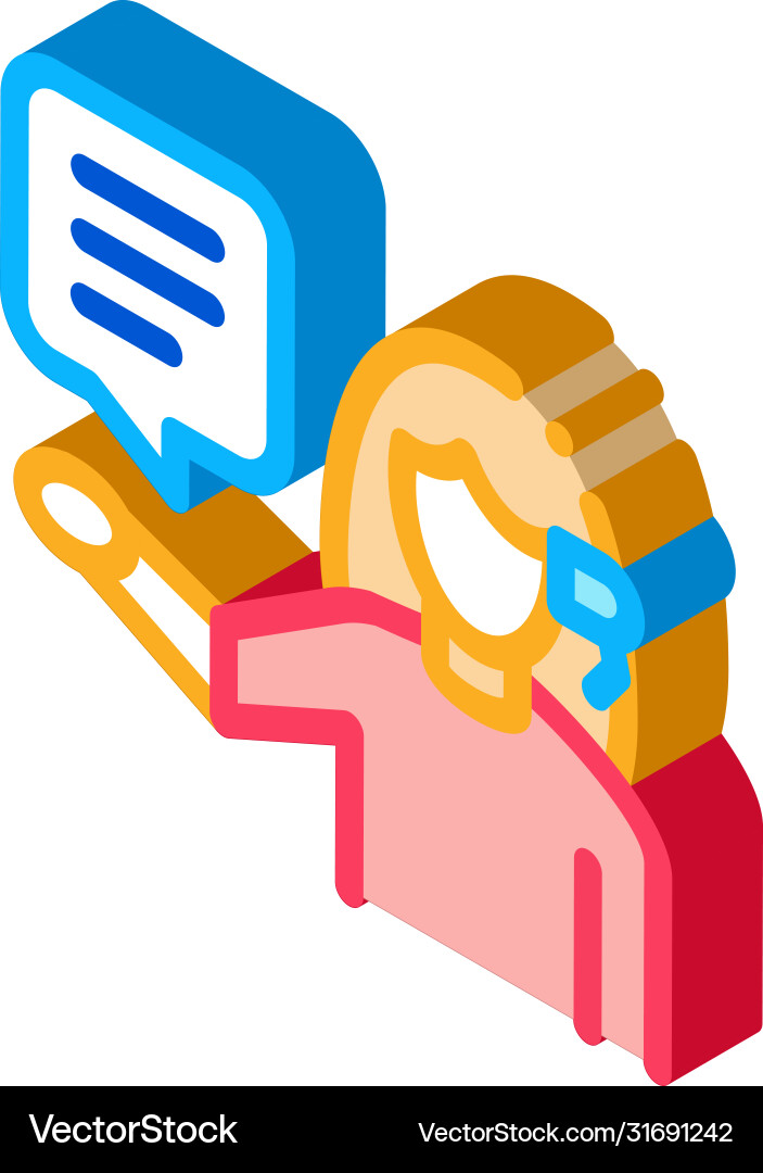 Woman verbal help phone isometric icon Royalty Free Vector