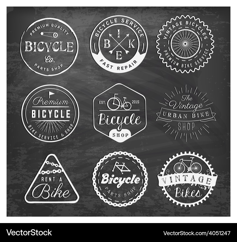 Bicycle Badge and Labels on Chalkboard Royalty Free Vector