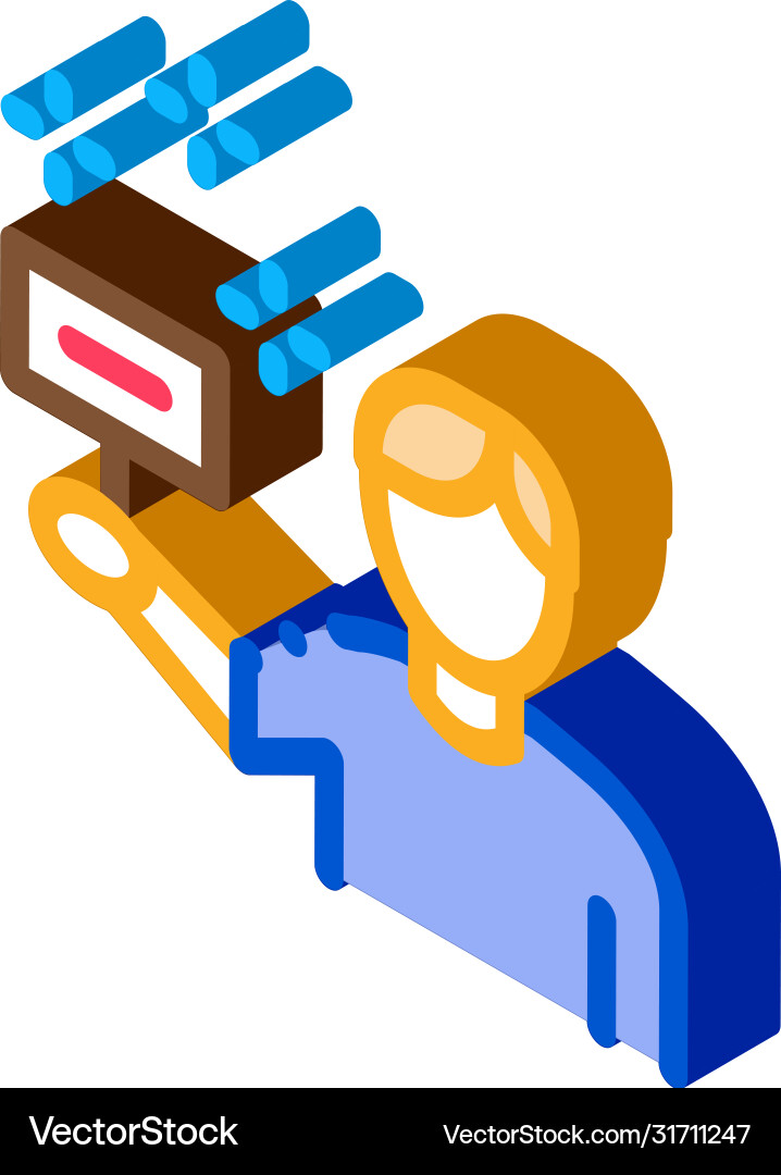 Bidder holding sign isometric icon Royalty Free Vector Image