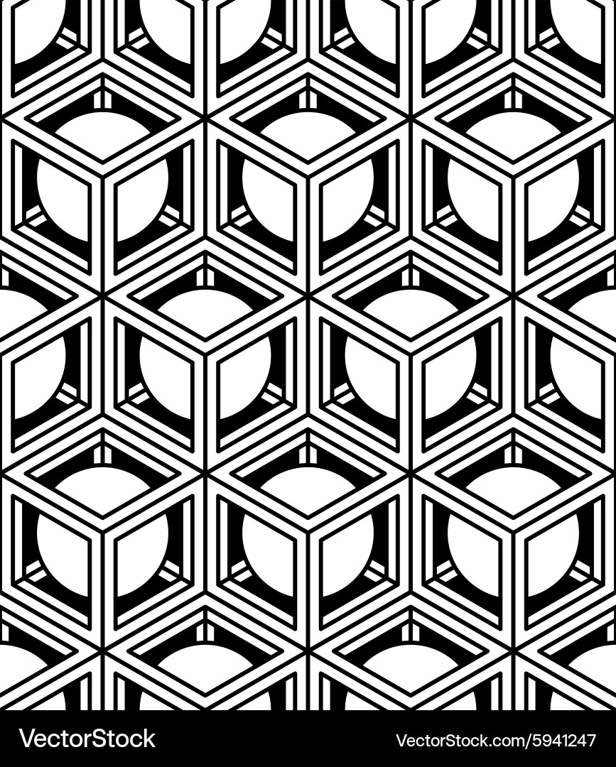 Black and white abstract geometric seamless 3d Vector Image
