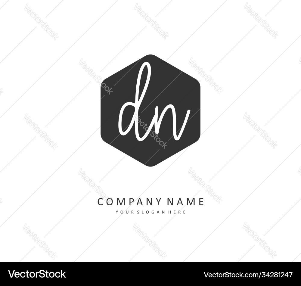 D n dn initial letter handwriting and signature Vector Image
