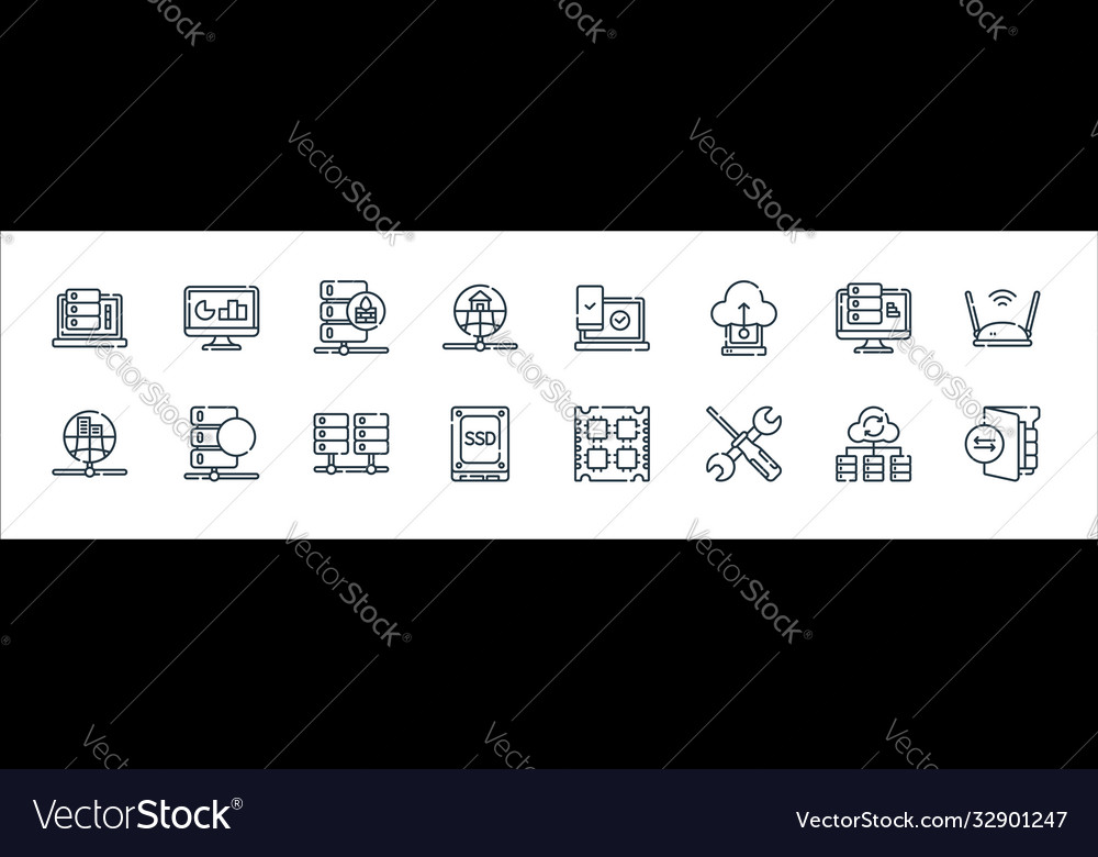 Database and servers line icons linear set Vector Image