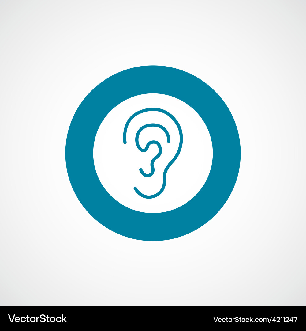 Ear icon bold blue circle border Royalty Free Vector Image