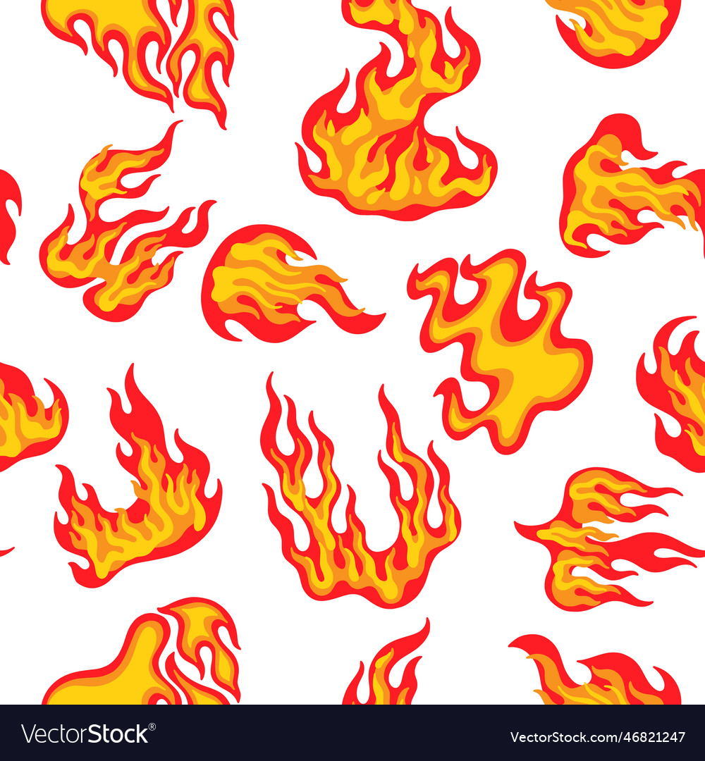 Fireflame pattern fire flame seamless red texture Vector Image