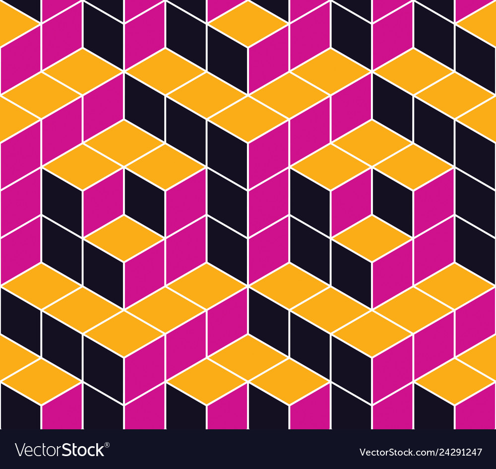 Geometric cubes abstract seamless pattern 3d Vector Image