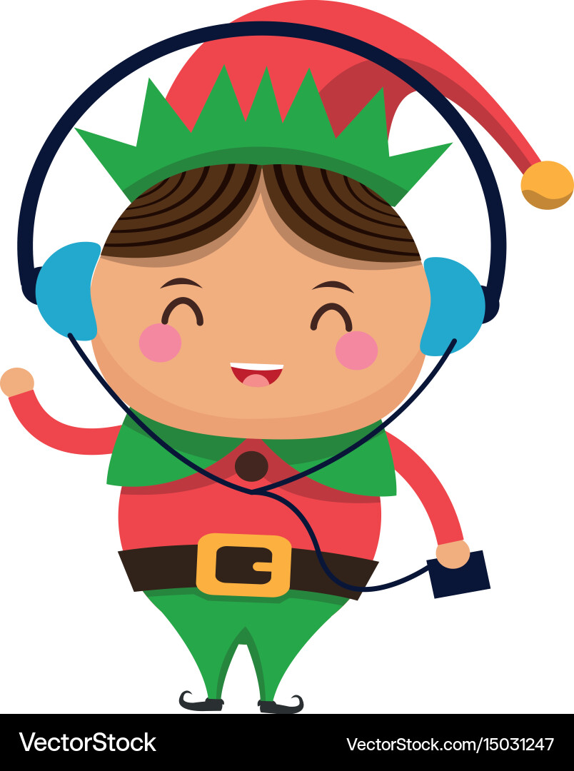 Happy merry christmas elf character Royalty Free Vector