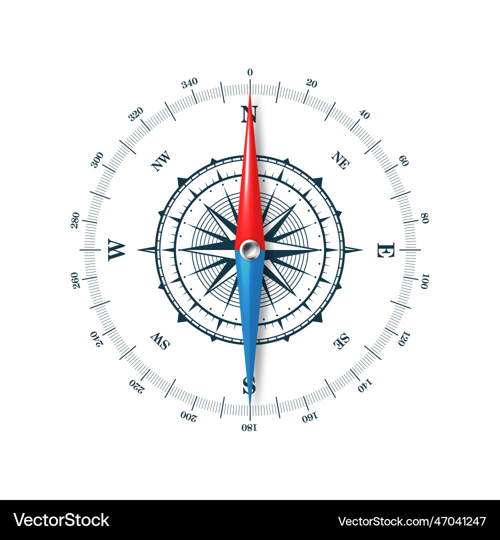 Marine compass nautical wind rose with cardinal Vector Image