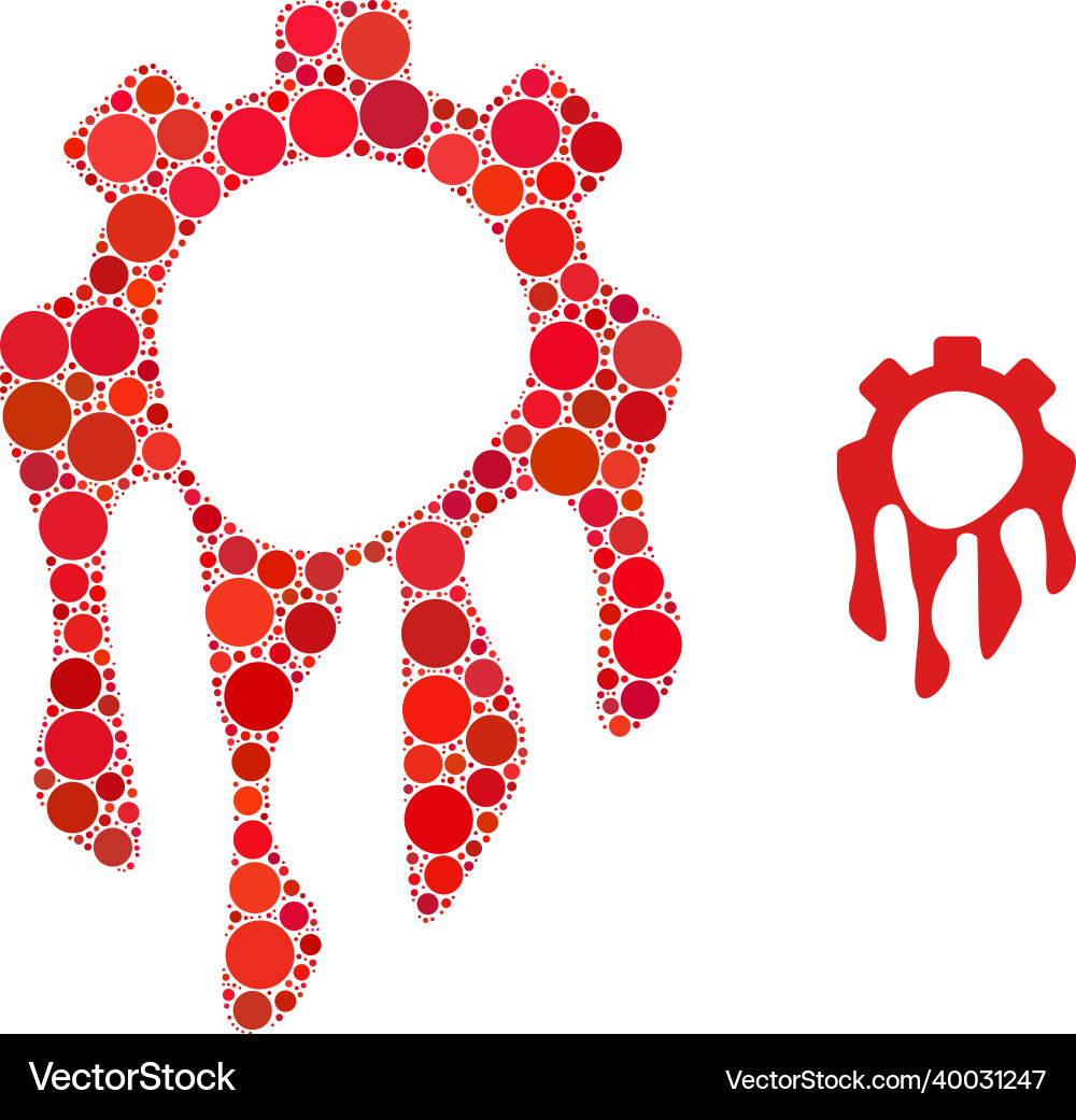 Melting gear collage of small circles Royalty Free Vector