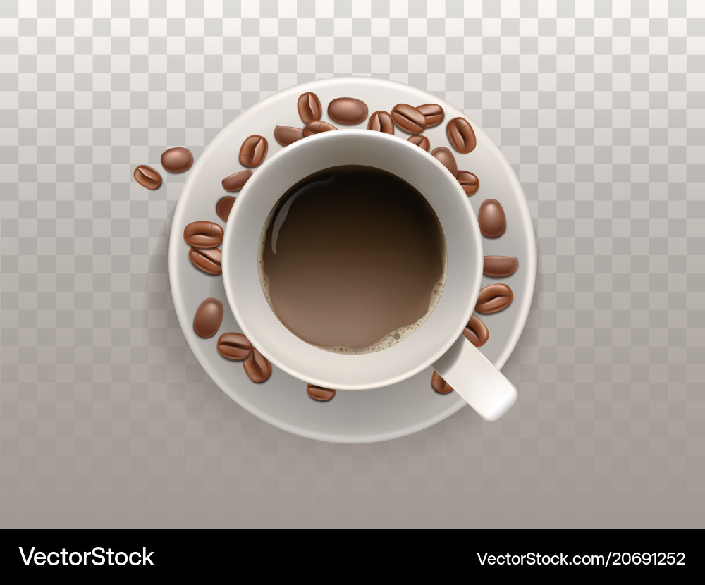 3d realistic cup of coffee beans Royalty Free Vector Image