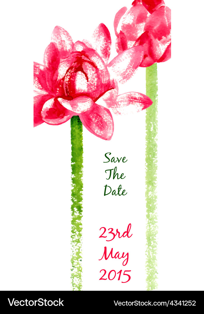 Background with red watercolor lotus Royalty Free Vector