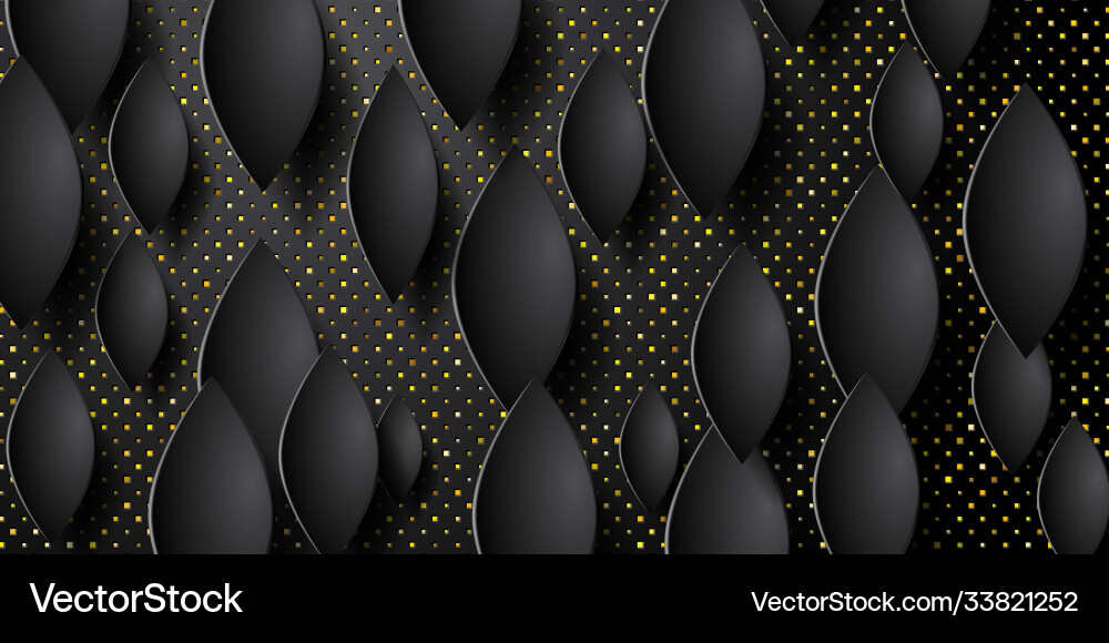 Black background with paper cut out shapes Vector Image