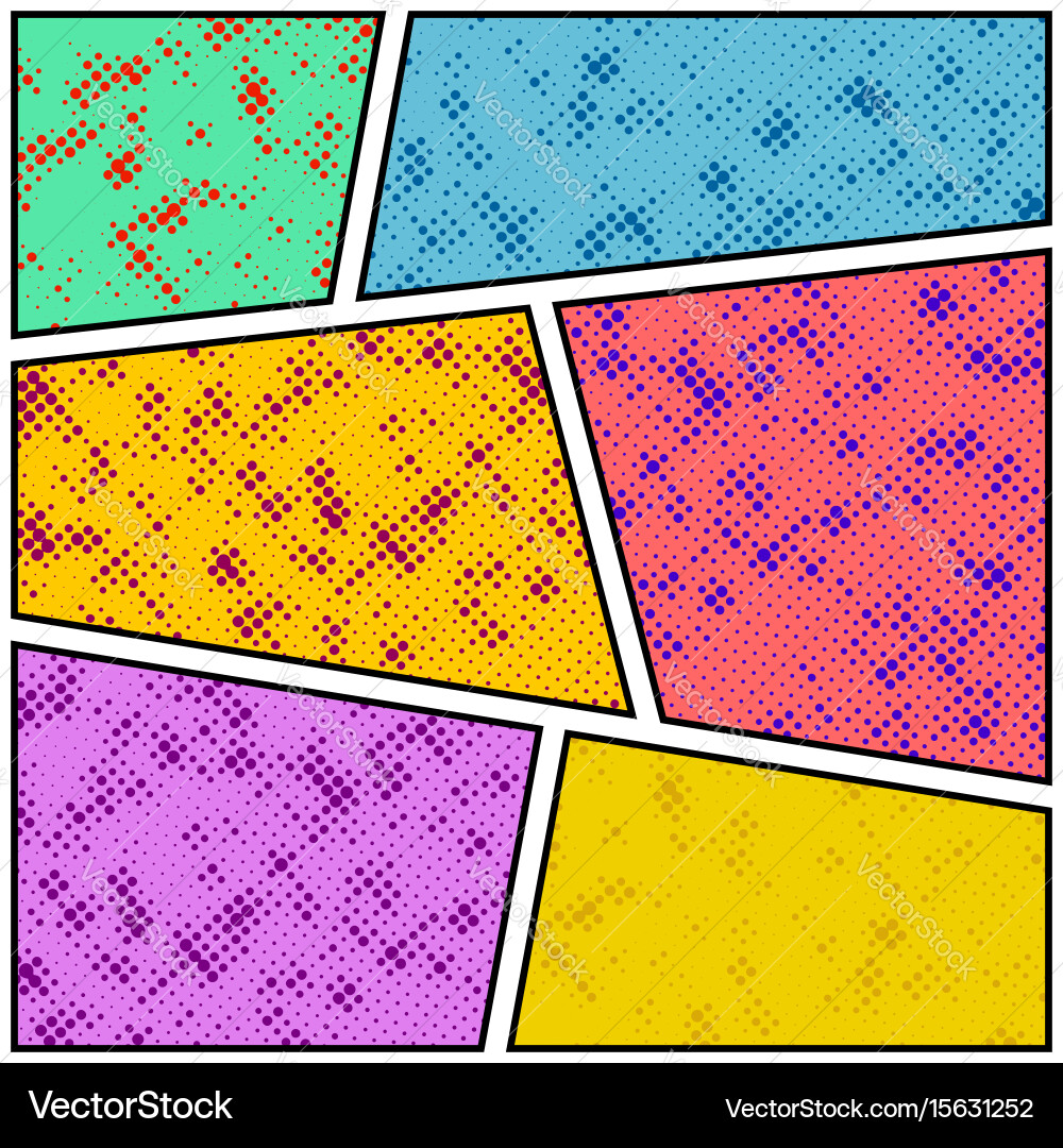 Bright comic book story colorful dotted page Vector Image