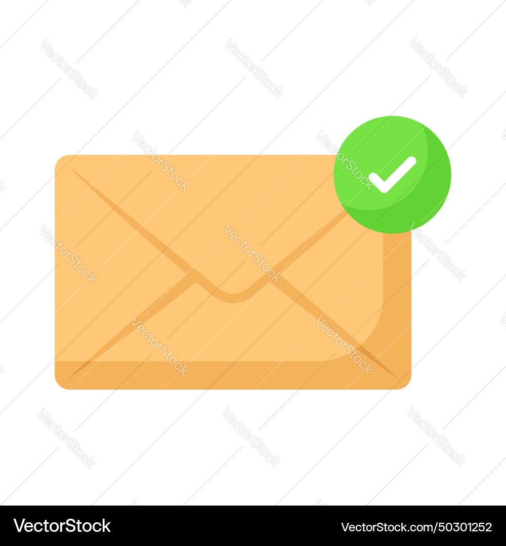 Check mark sign on mail concept icon of checked Vector Image