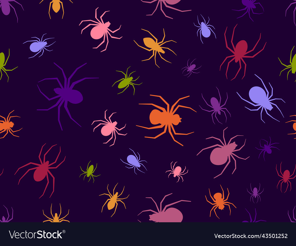Colored spiders seamless pattern background Vector Image