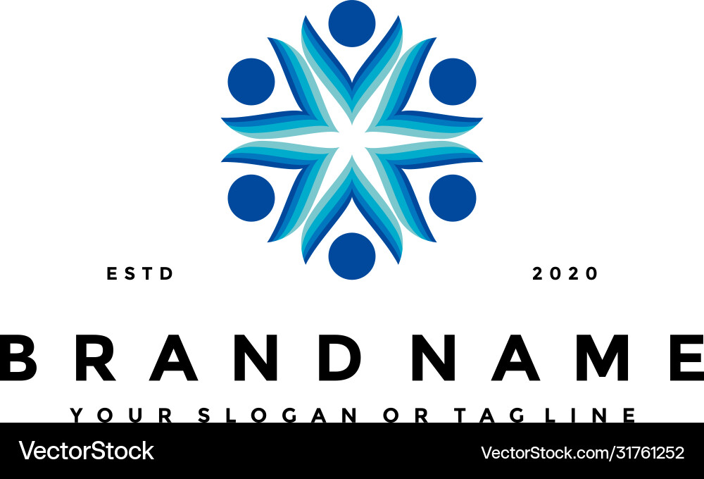 Colorful people group team logo design Royalty Free Vector