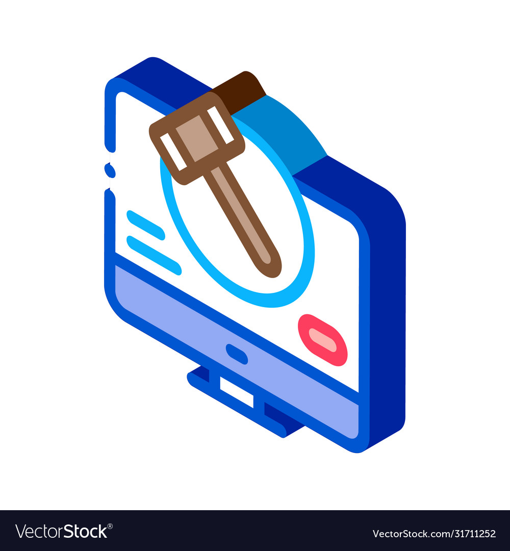 Computer version auction isometric icon Royalty Free Vector