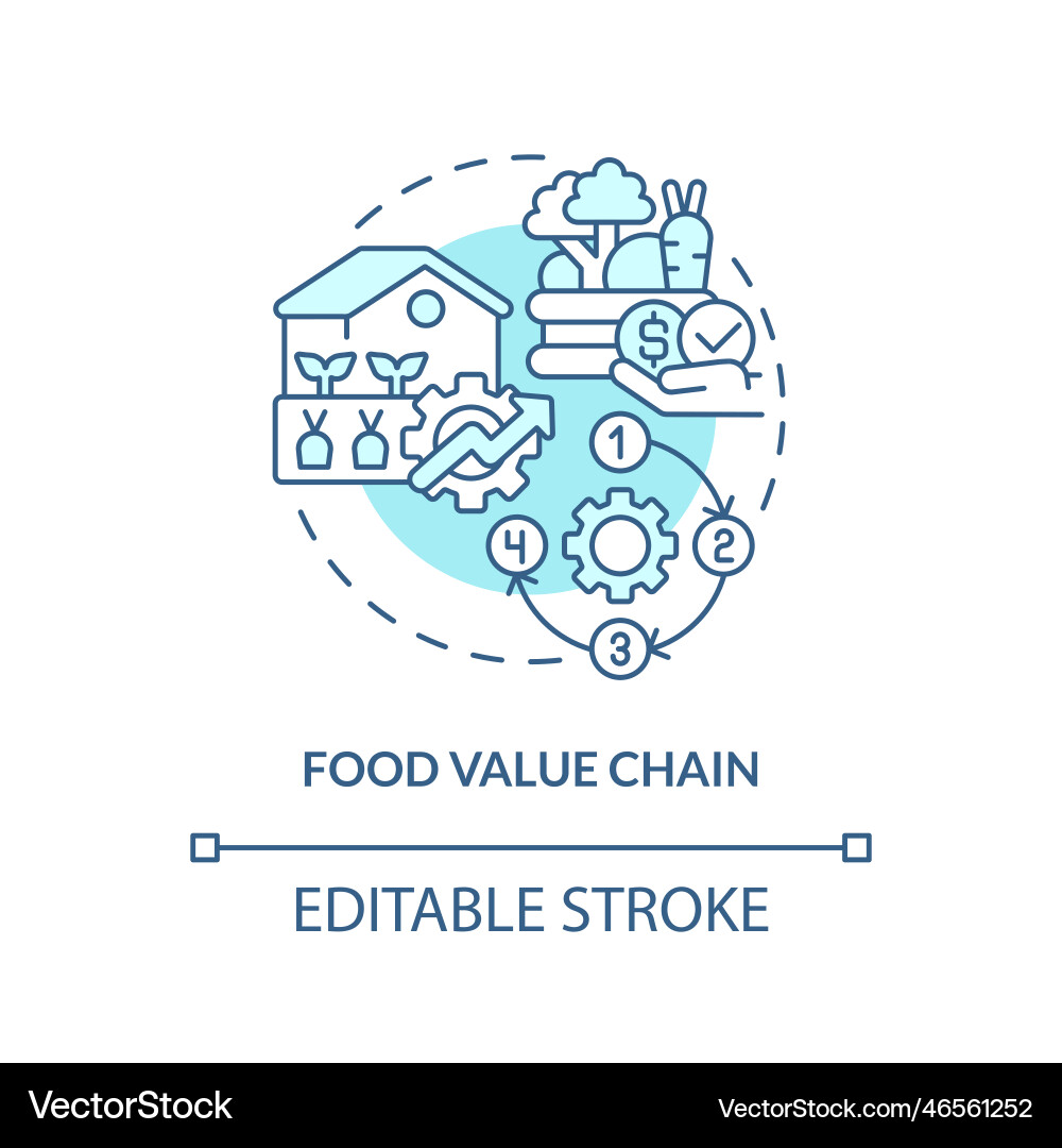Food value chain turquoise concept icon Royalty Free Vector