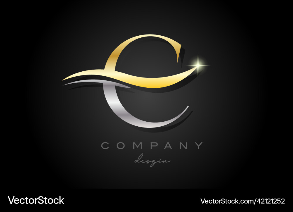Gold grey c alphabet letter logo design creative Vector Image