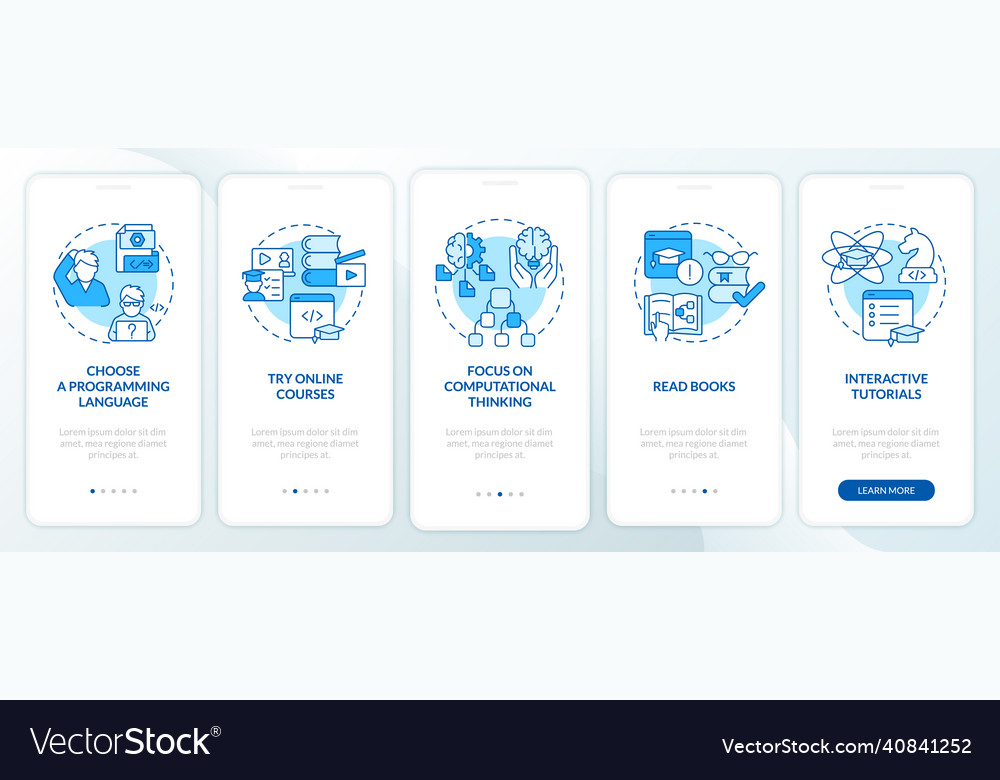 How to learn code blue onboarding mobile app Vector Image