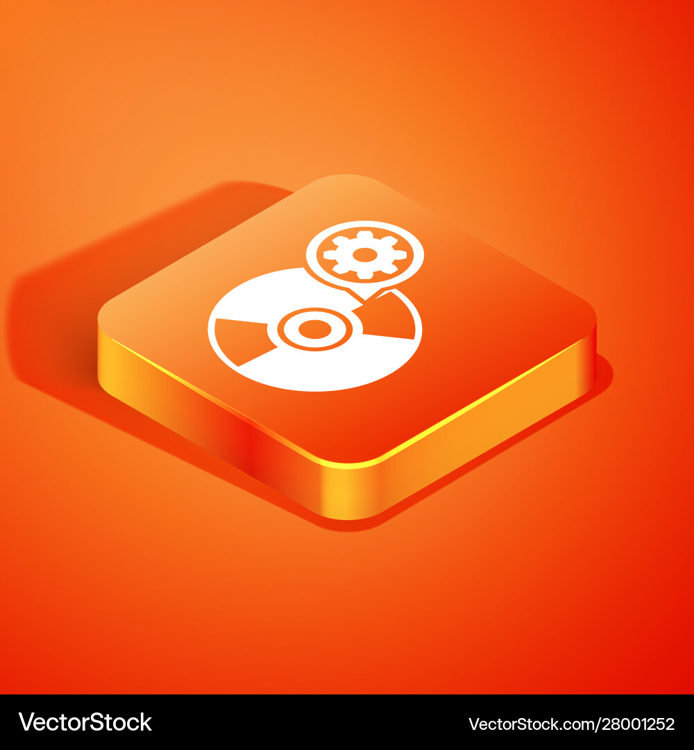 Isometric cd or dvd disk and gear icon isolated Vector Image