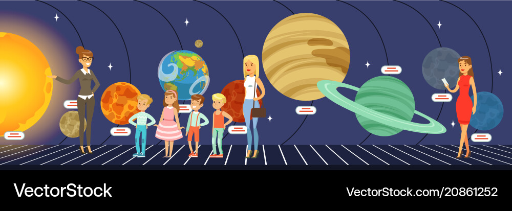 Kids learning about stars planets and the Vector Image