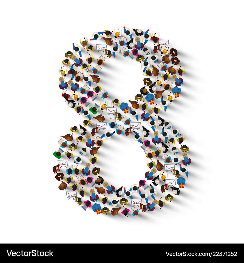 Large group people in number 8 eight form Vector Image