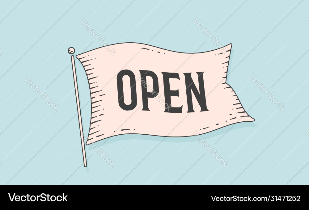 Open engraved flag old vintage trendy Royalty Free Vector