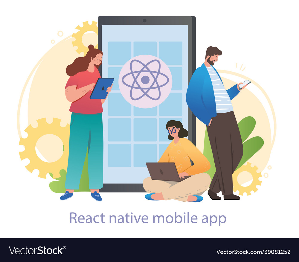React Native Mobile App Concept Royalty Free Vector Image