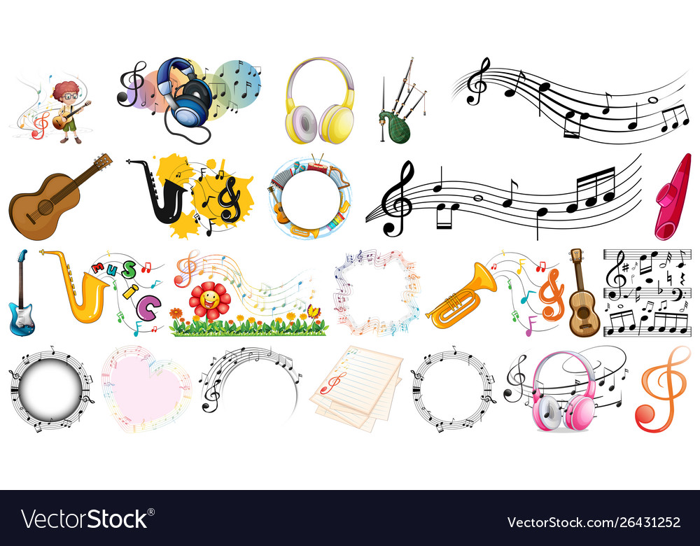 Set musical objects Royalty Free Vector Image - VectorStock