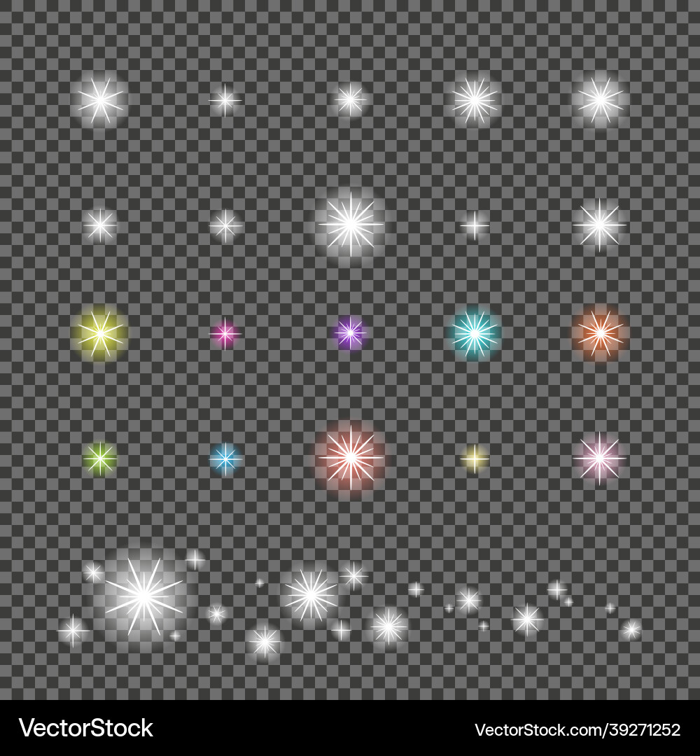 Set of glowing stars Royalty Free Vector Image