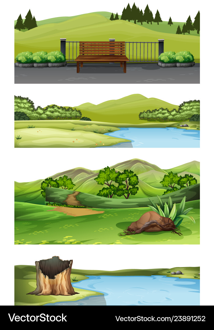 Set of nature scene Royalty Free Vector Image - VectorStock
