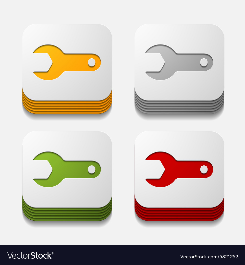 Square button wrench Royalty Free Vector Image