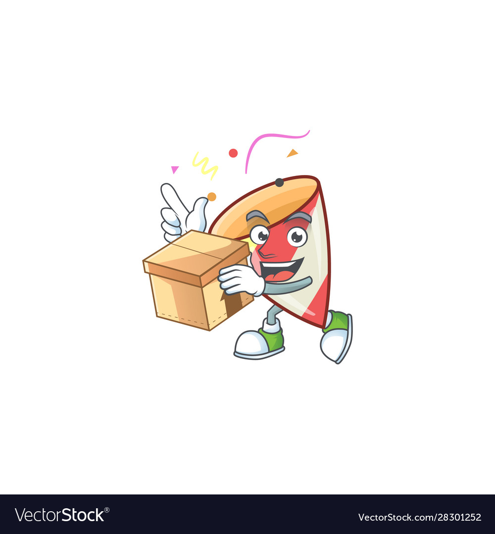 With box super funny exploding confetti cartoon Vector Image