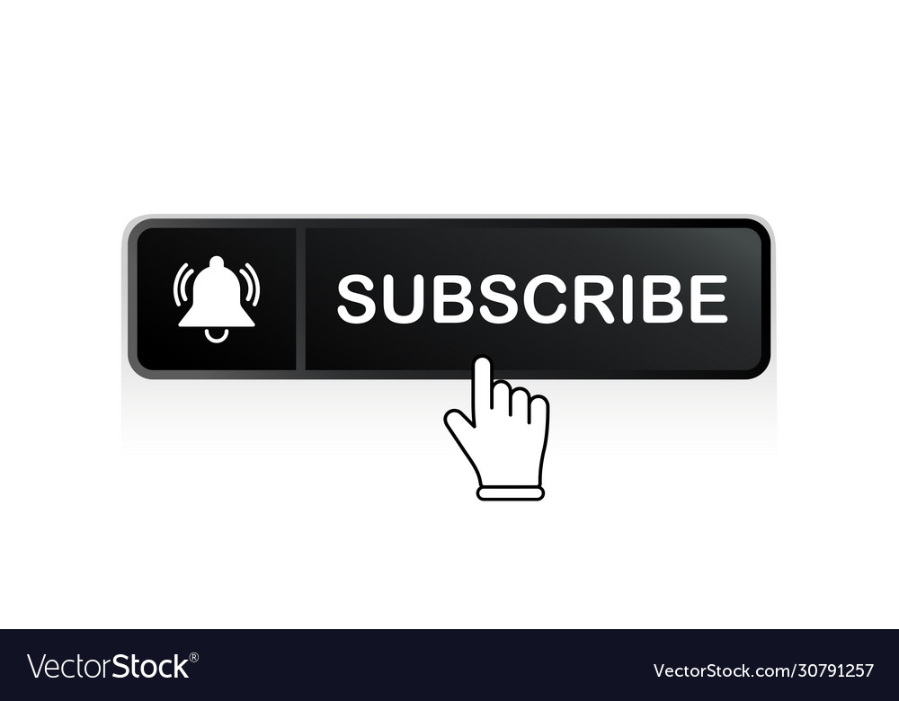 Black subscribe button with mouse pointer and Vector Image
