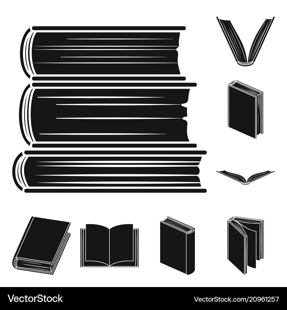Book bound black icons in set collection Vector Image