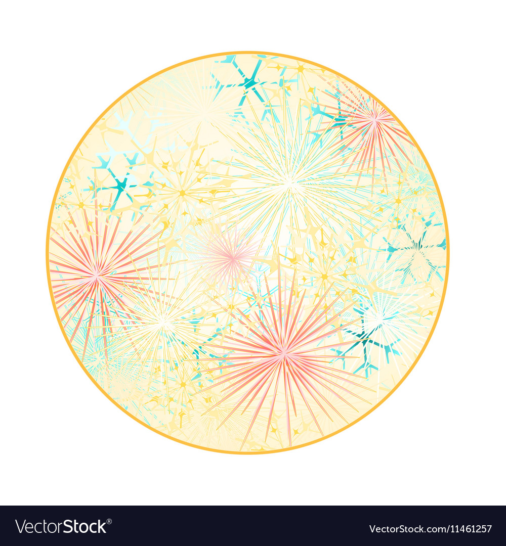Button circle new year fireworks colored Vector Image