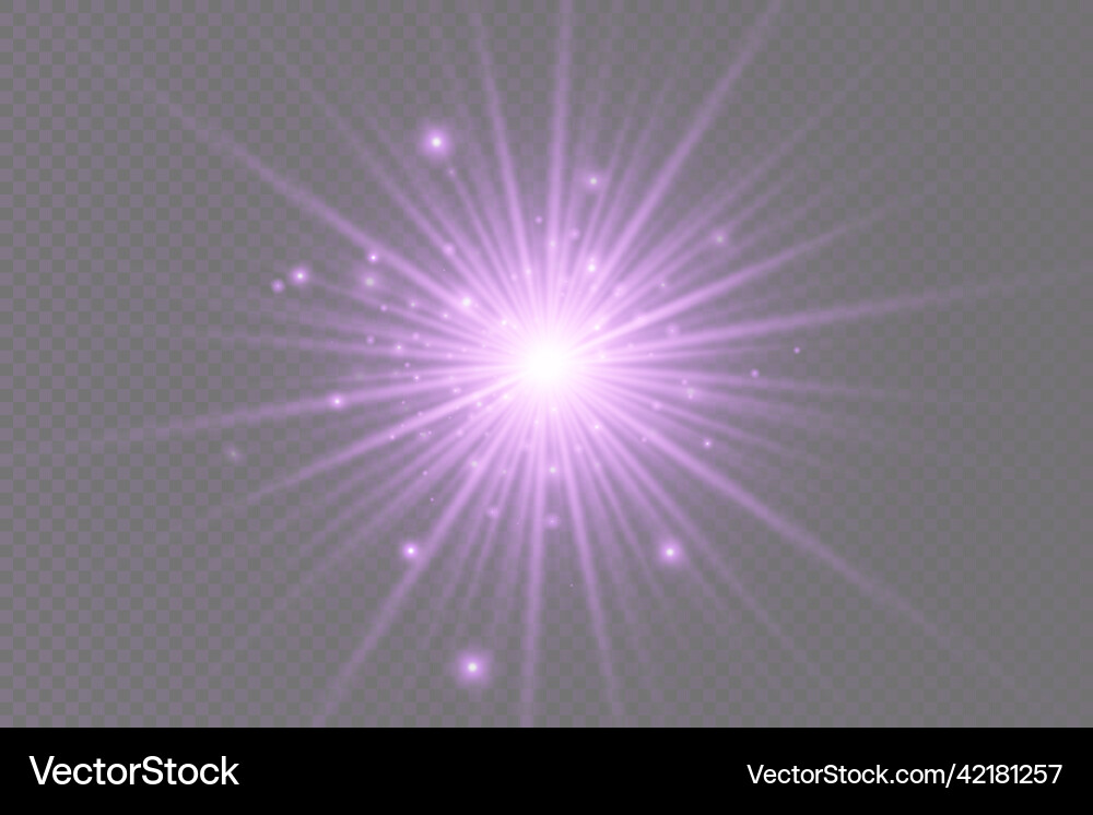 Glow bright light star purple sun rays sunshine Vector Image