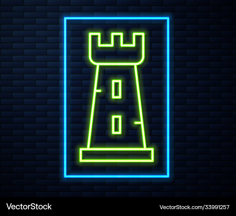 Glowing neon line castle tower icon isolated Vector Image