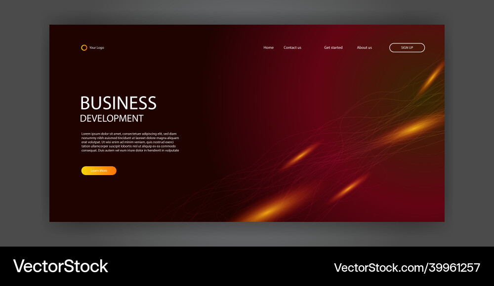 Landing page template with abstract banner Vector Image